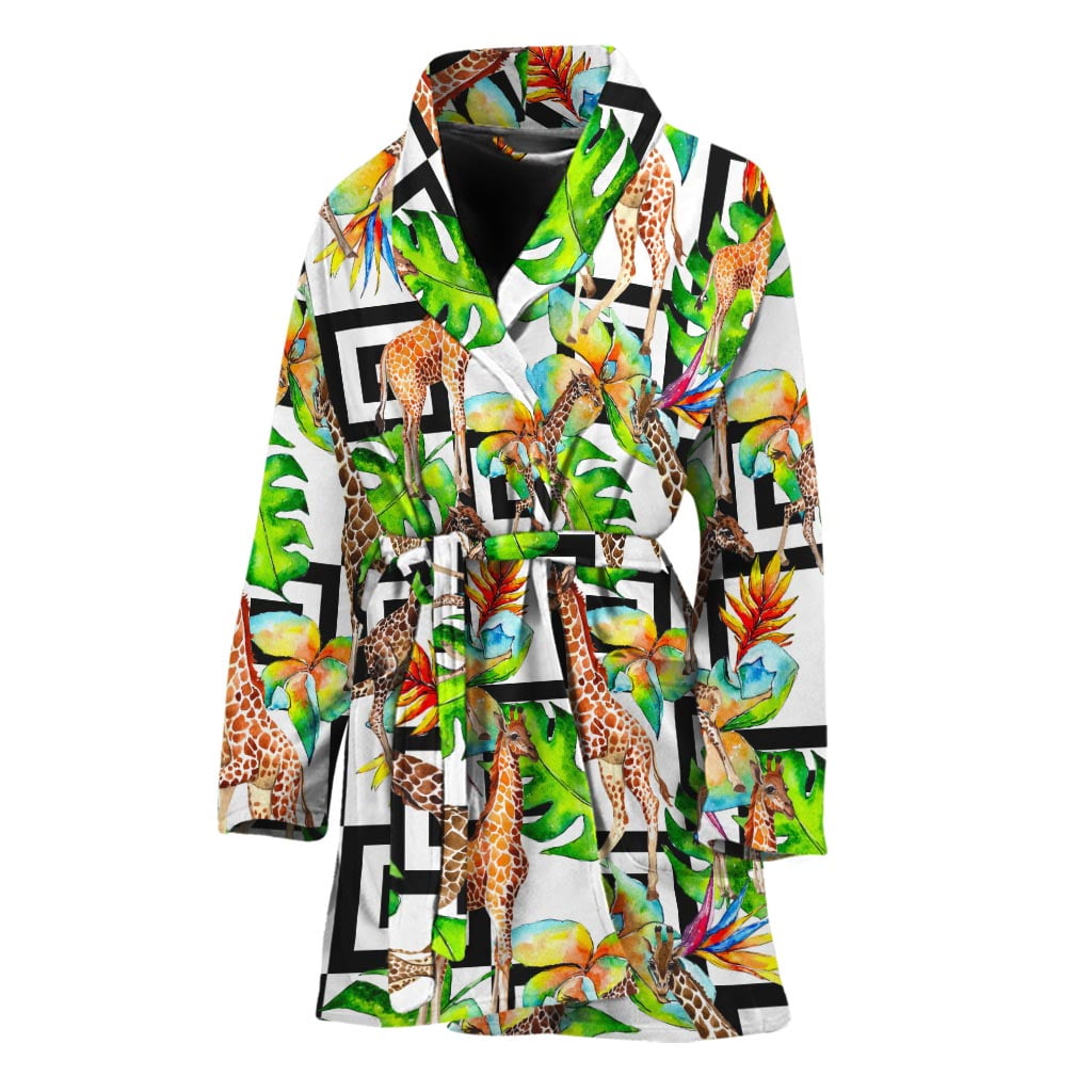Exotic Tropical Giraffe Pattern Women Bathrobe One Size Univeral Fits ...
