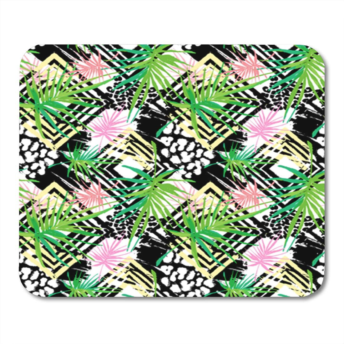 Exotic Tropical Pattern Ink Brush Strokes in Doodle Unique Mousepad ...