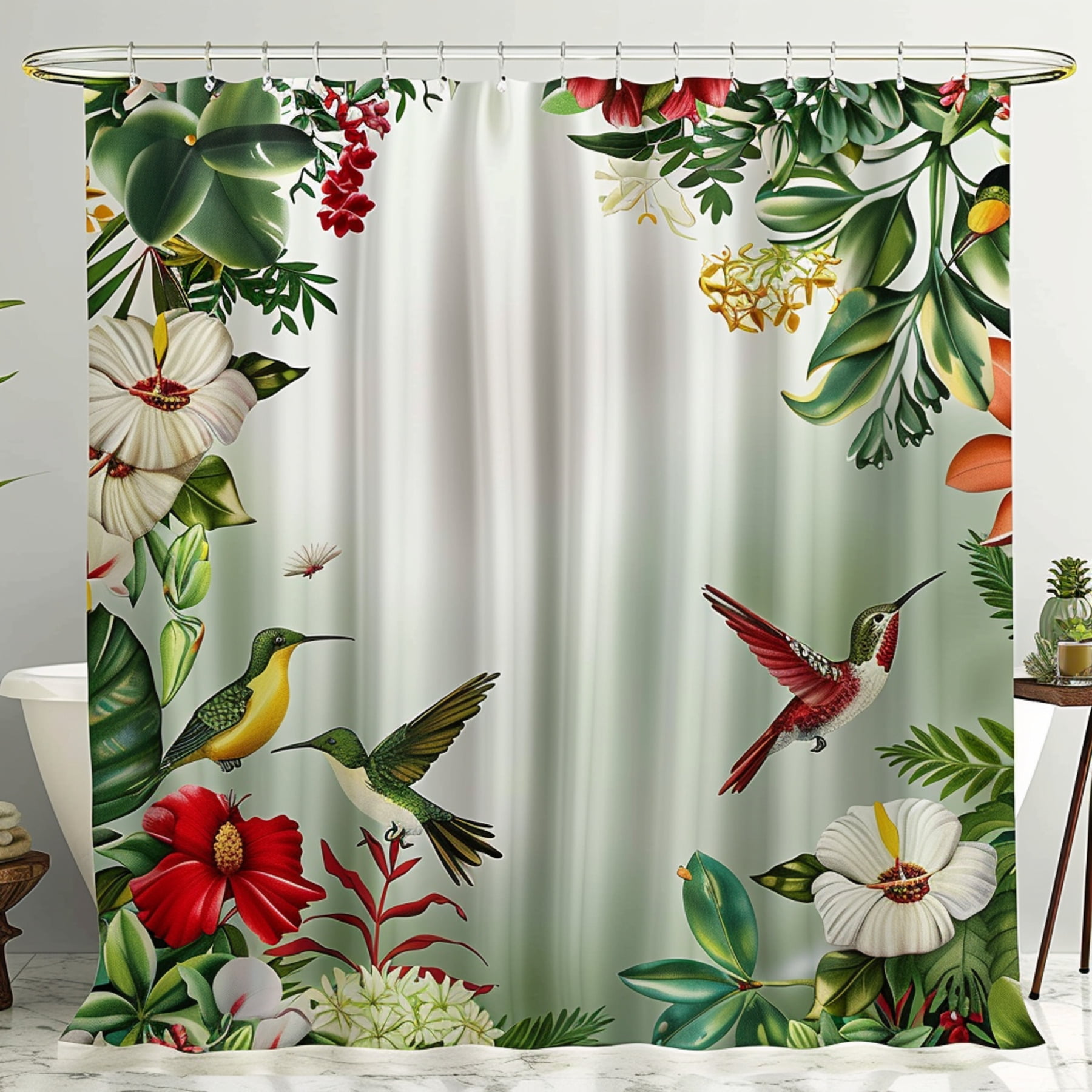 Exotic Tropical Rainforest Bathroom Decor Vibrant Flowers And