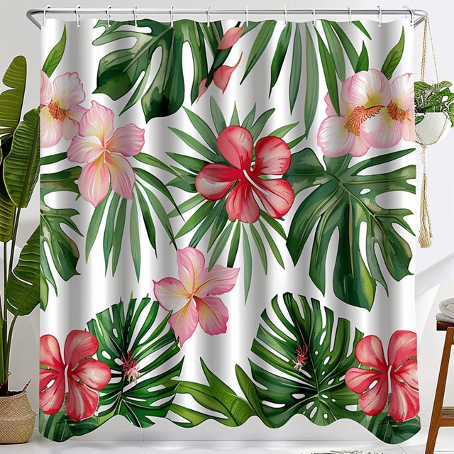Exotic Tropical Rainforest Shower Curtain Vibrant Floral Design For