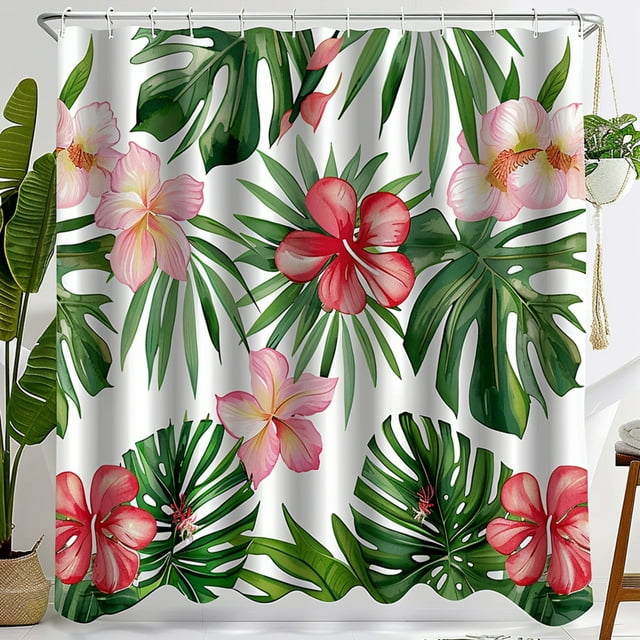 Exotic Tropical Rainforest Shower Curtain Vibrant Floral Design For