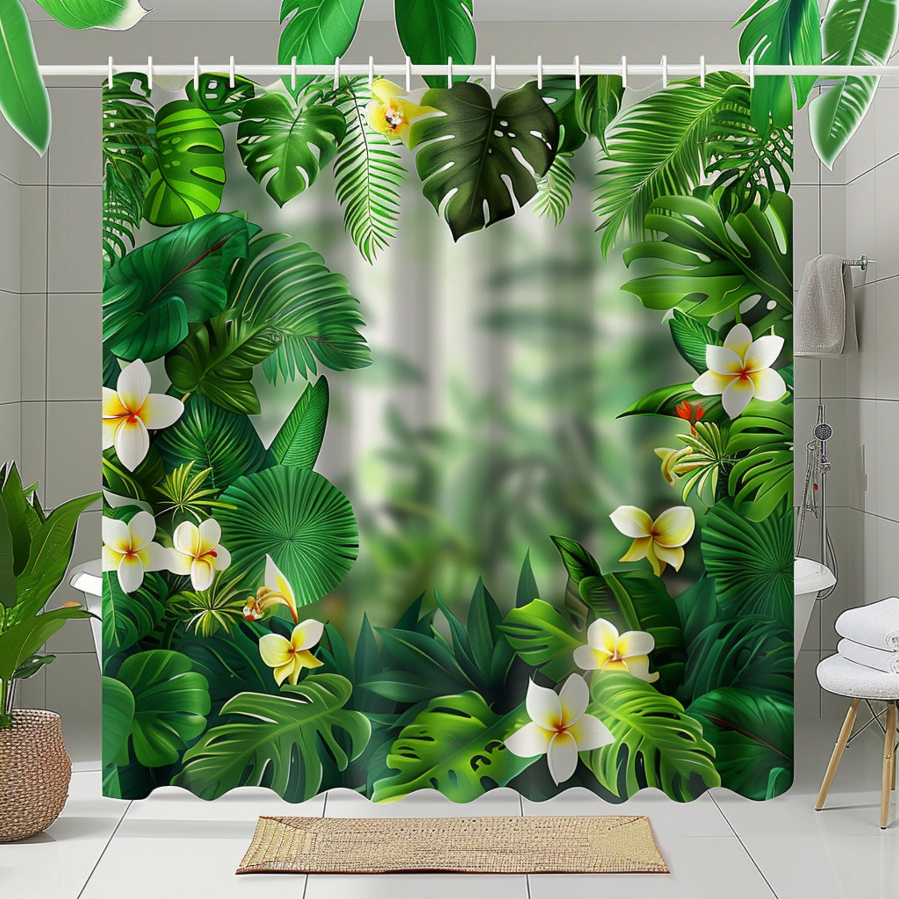 Exotic Tropical Rainforest Shower Curtain Vibrant Jungle Design High