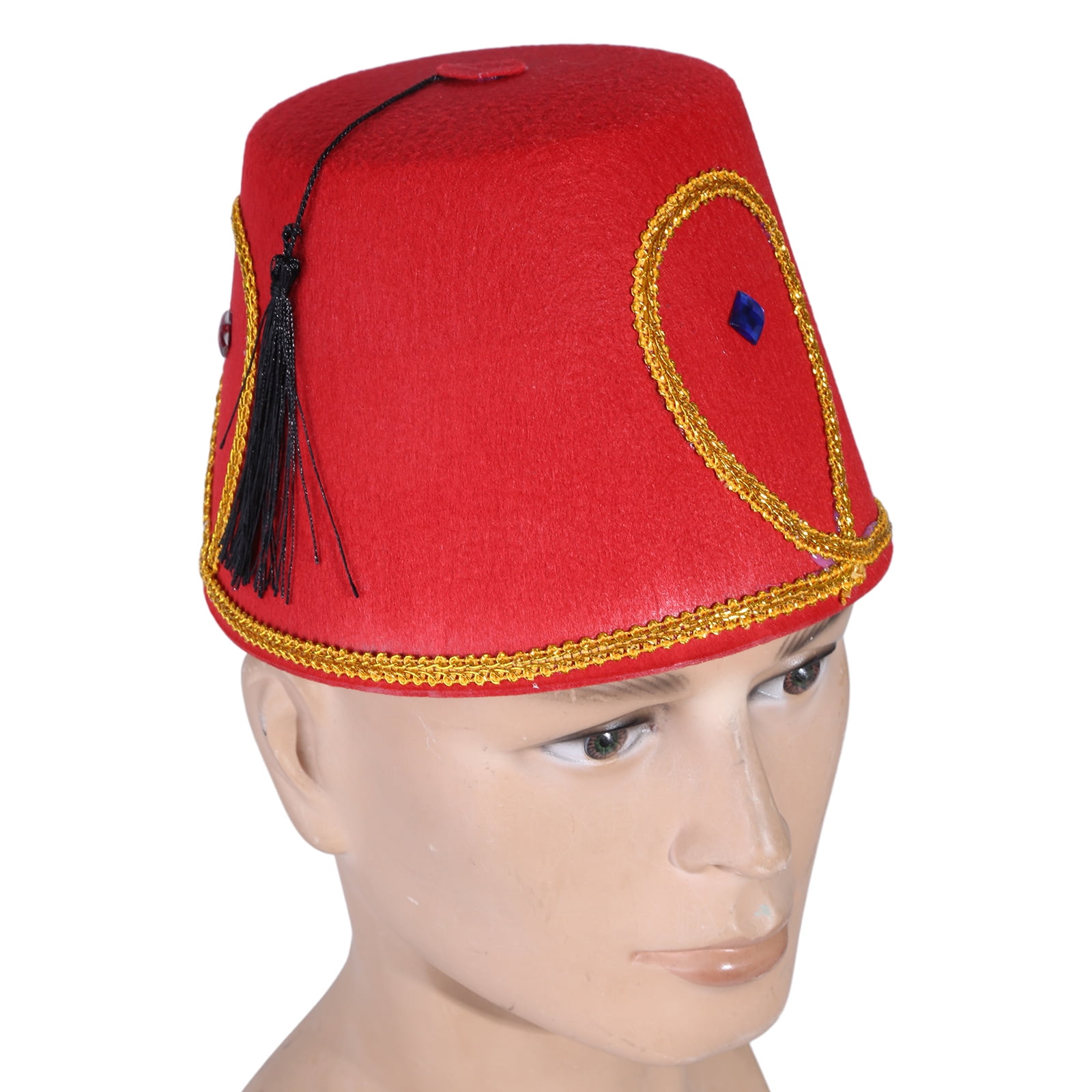Exotic Turkish Hat Moroccan Themed Headwear with Gold Trim Black ...