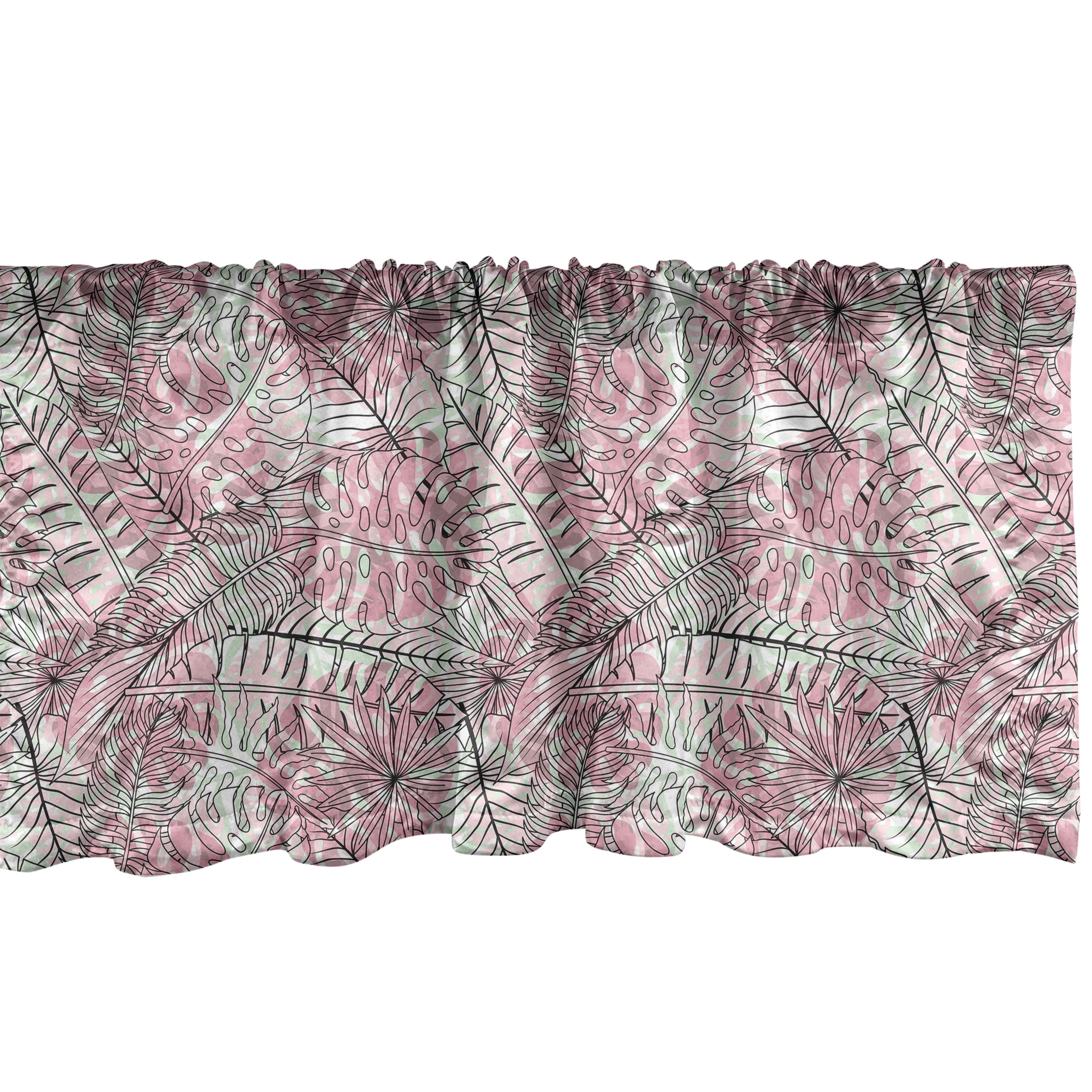 Exotic Window Valance, Hawaiian Inspired Wild Forest Palm Leaves Sketch ...