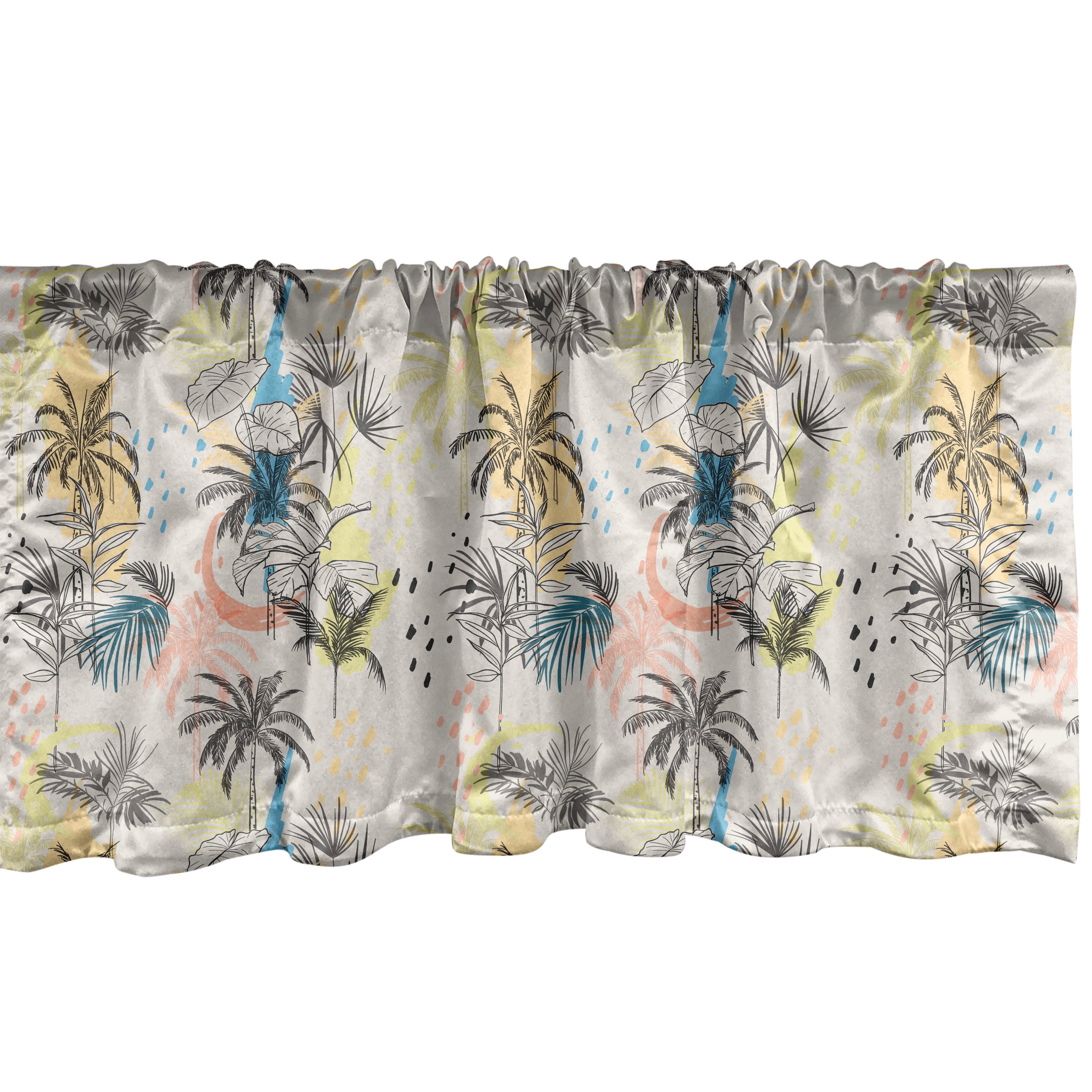 Ambesonne Exotic Valance Pack of 2, Hand Drawn Palm Trees Sketch, 54 ...
