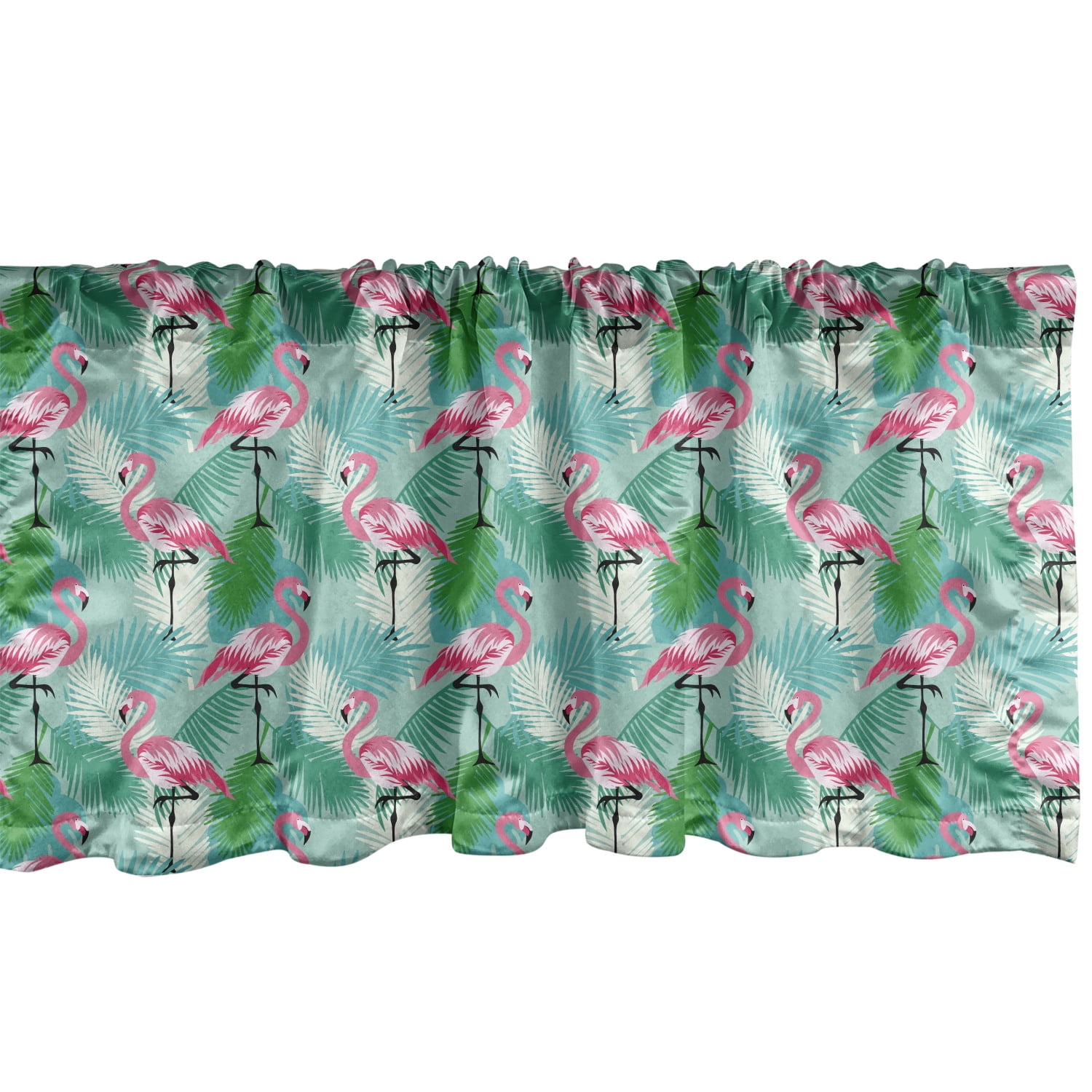 Exotic Window Valance Pack of 2, Layout of Flamingos Standing on One ...
