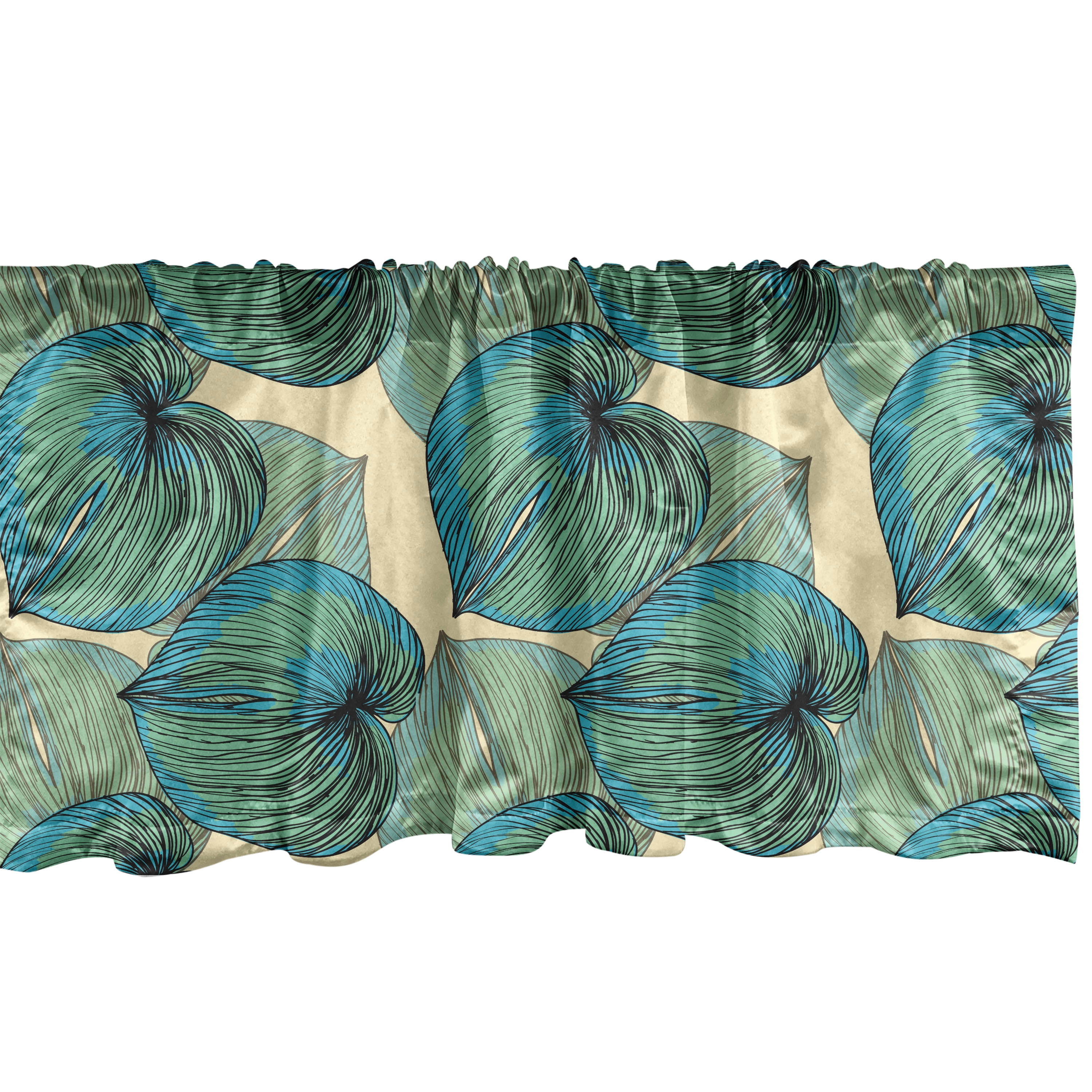 Ambesonne Exotic Valance Pack of 2, Abstract Leaf Summer Botany, 42"X12 ...