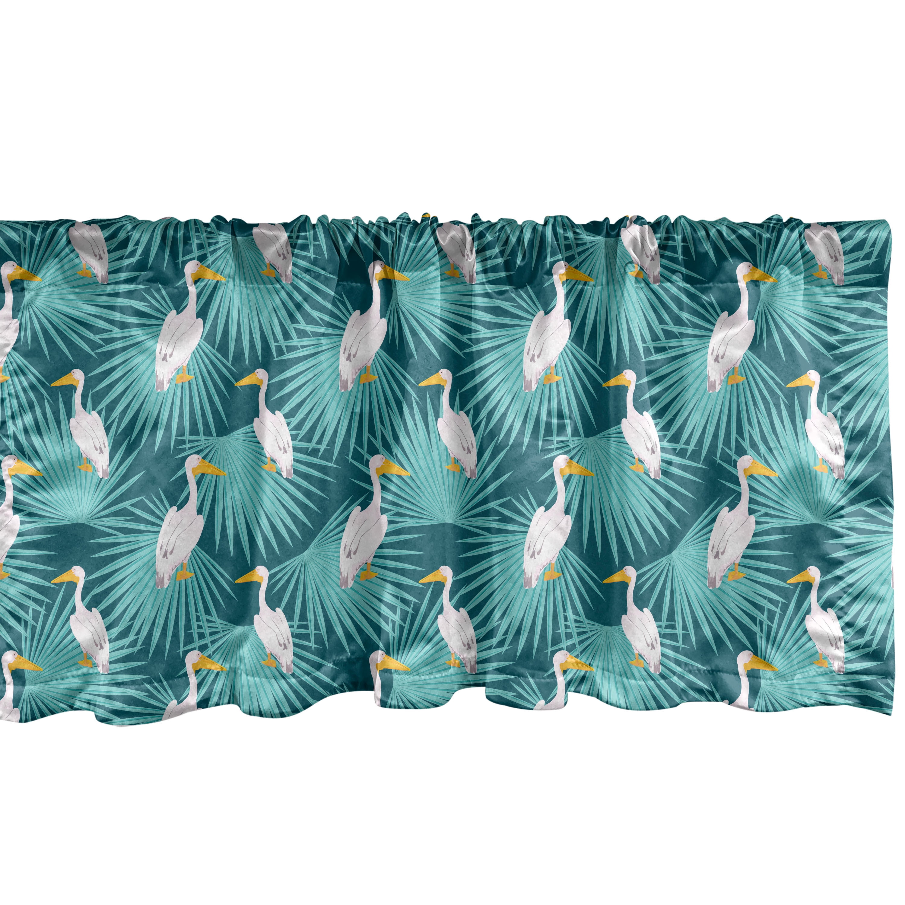 Ambesonne Exotic Valance Pack of 2, Pelicans Hawaiian Areca Palm, 54 ...