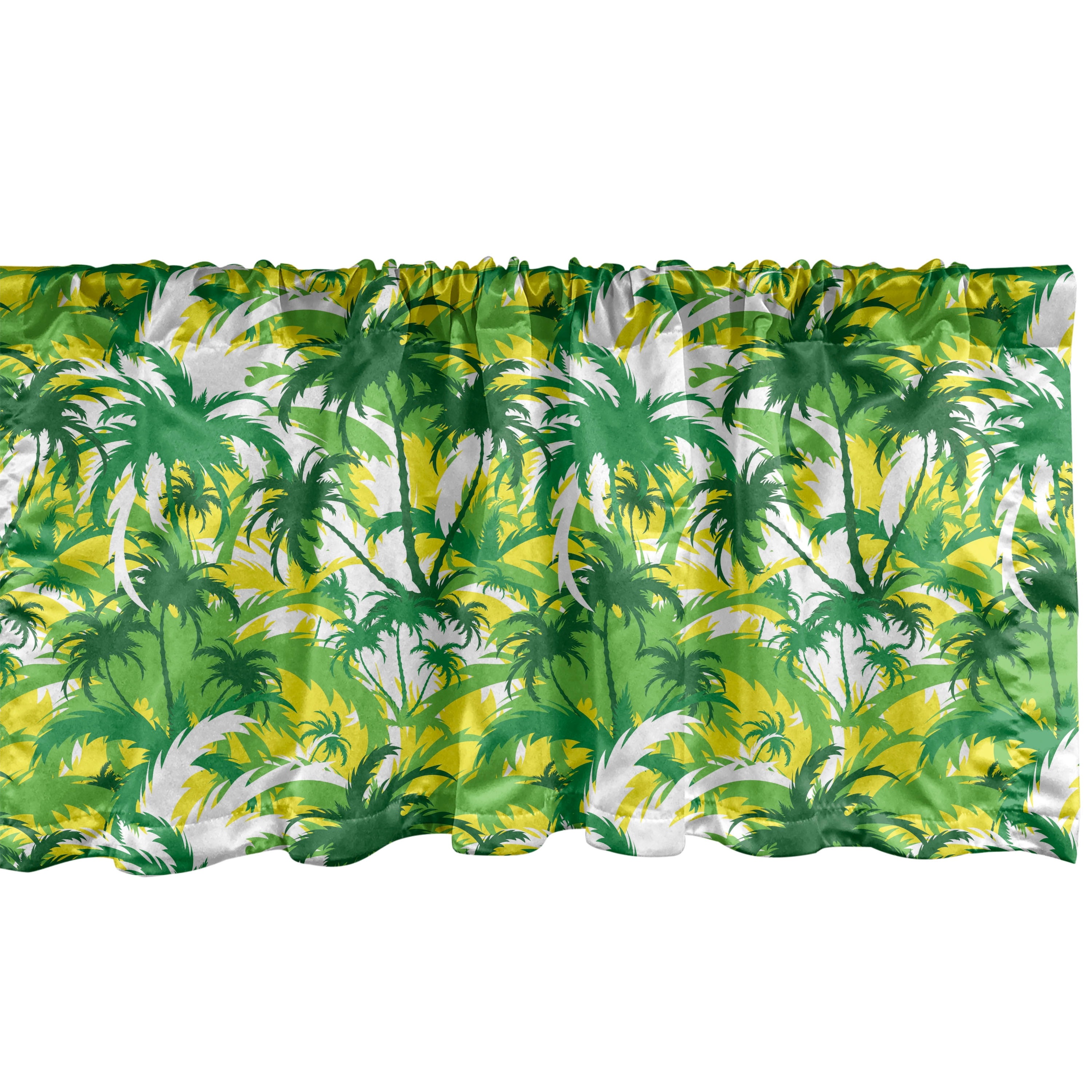 Ambesonne Exotic Valance Pack of 2, Hawaiian Palm Trees Design, 54"X12 ...