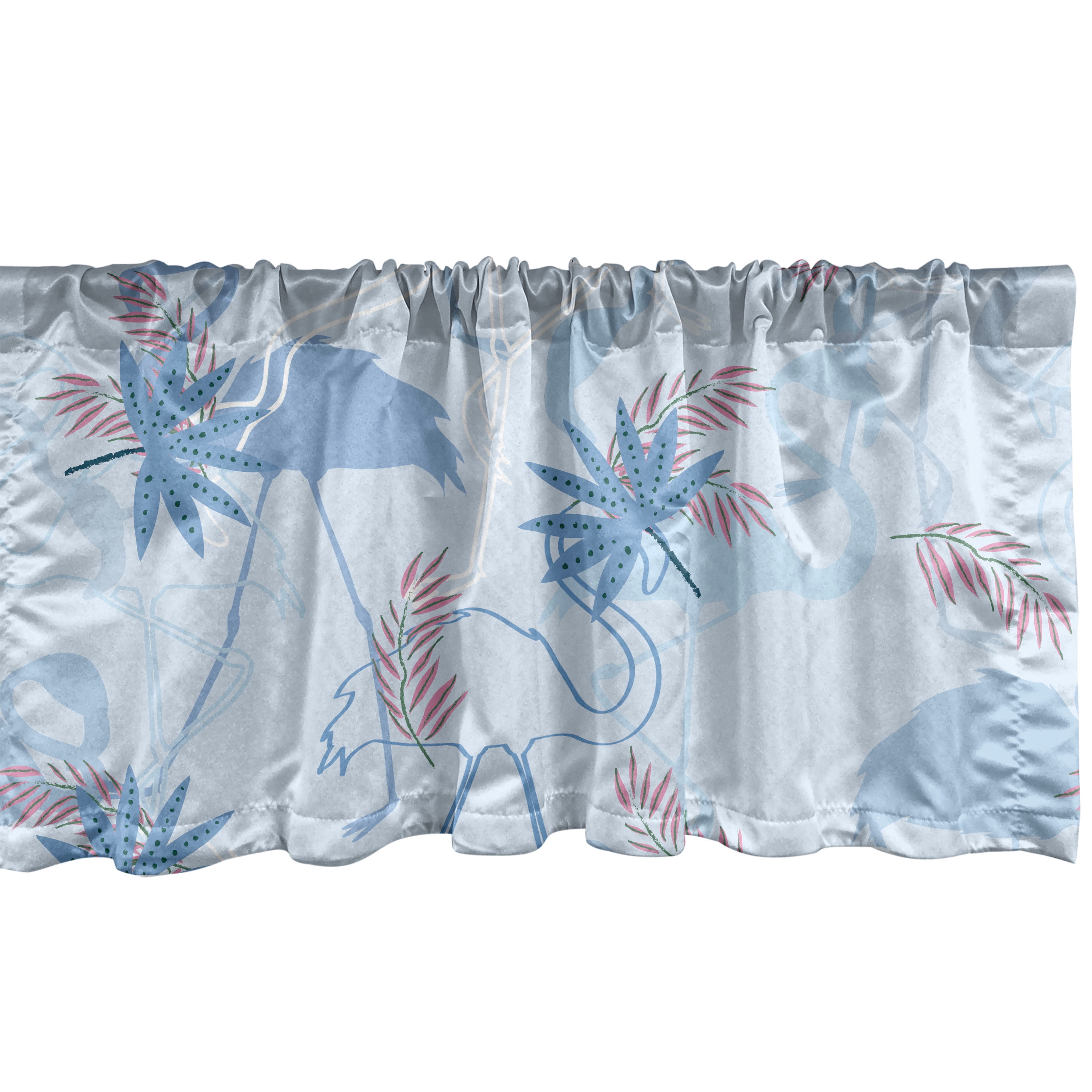 Exotic Window Valance, Summer Hawaiian Vibes Minimal Leaves Flamingo ...