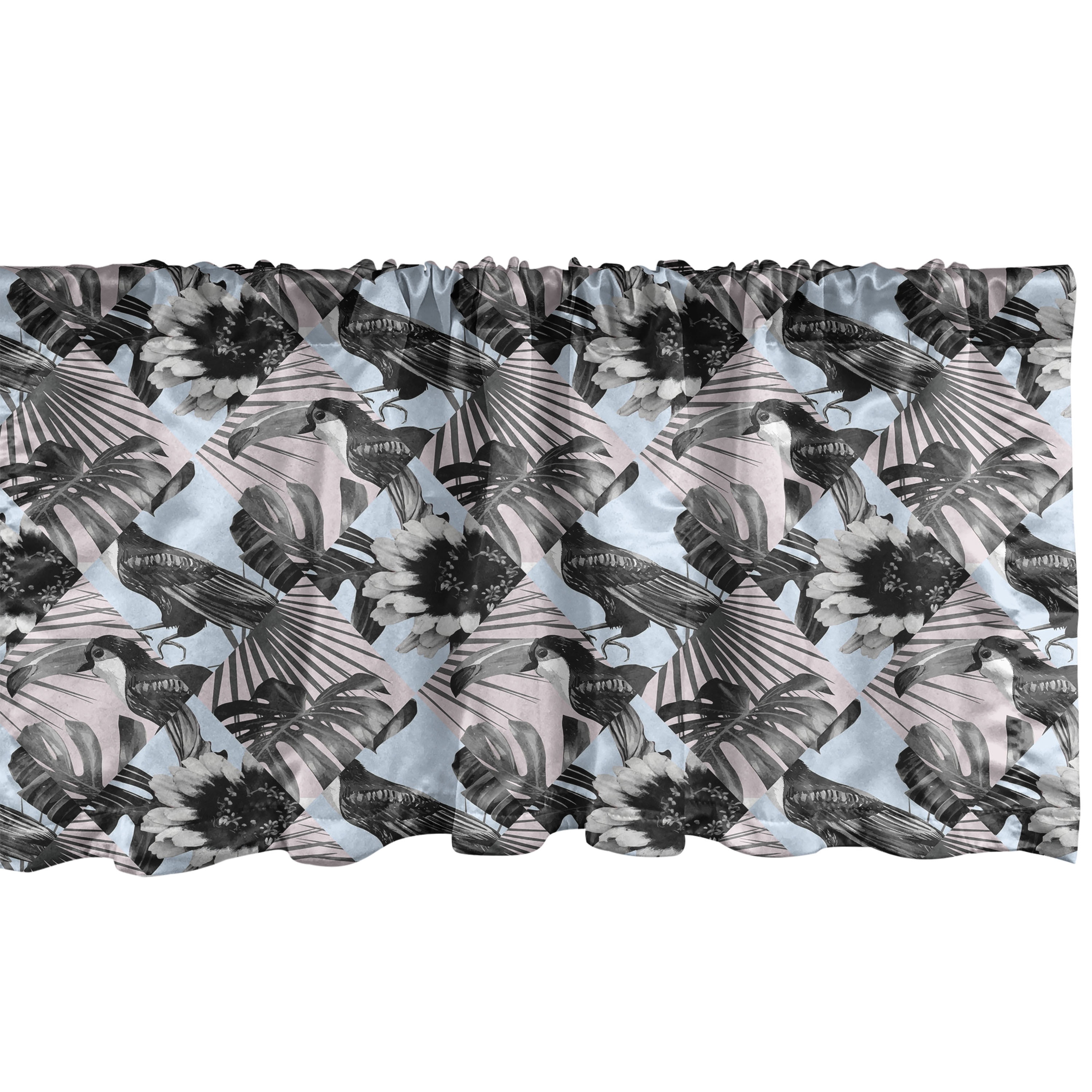 Exotic Window Valance, Toucan Bird Print with Monstera Leaves Tropical ...