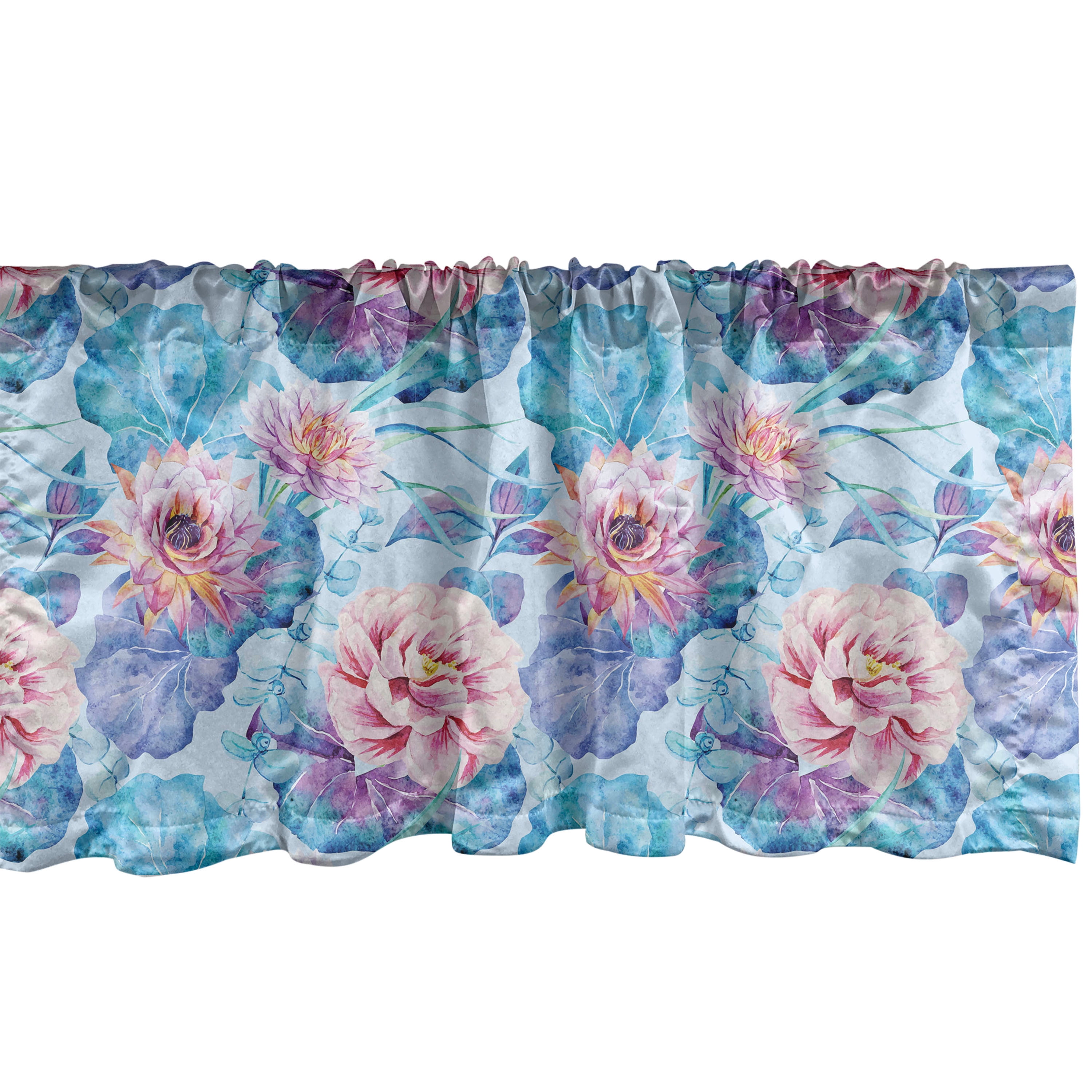 Exotic Window Valance, Tropical Roses and Leaves Flowers of the Jungle ...