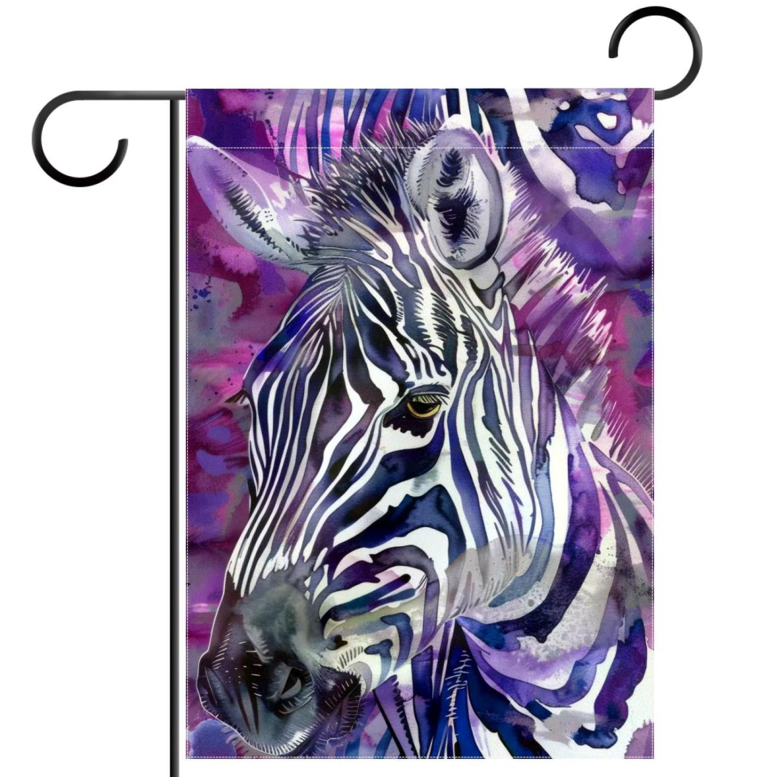 Exotic Zebra Wild Animal in Watercolor Style Double Sided Garden Flag ...