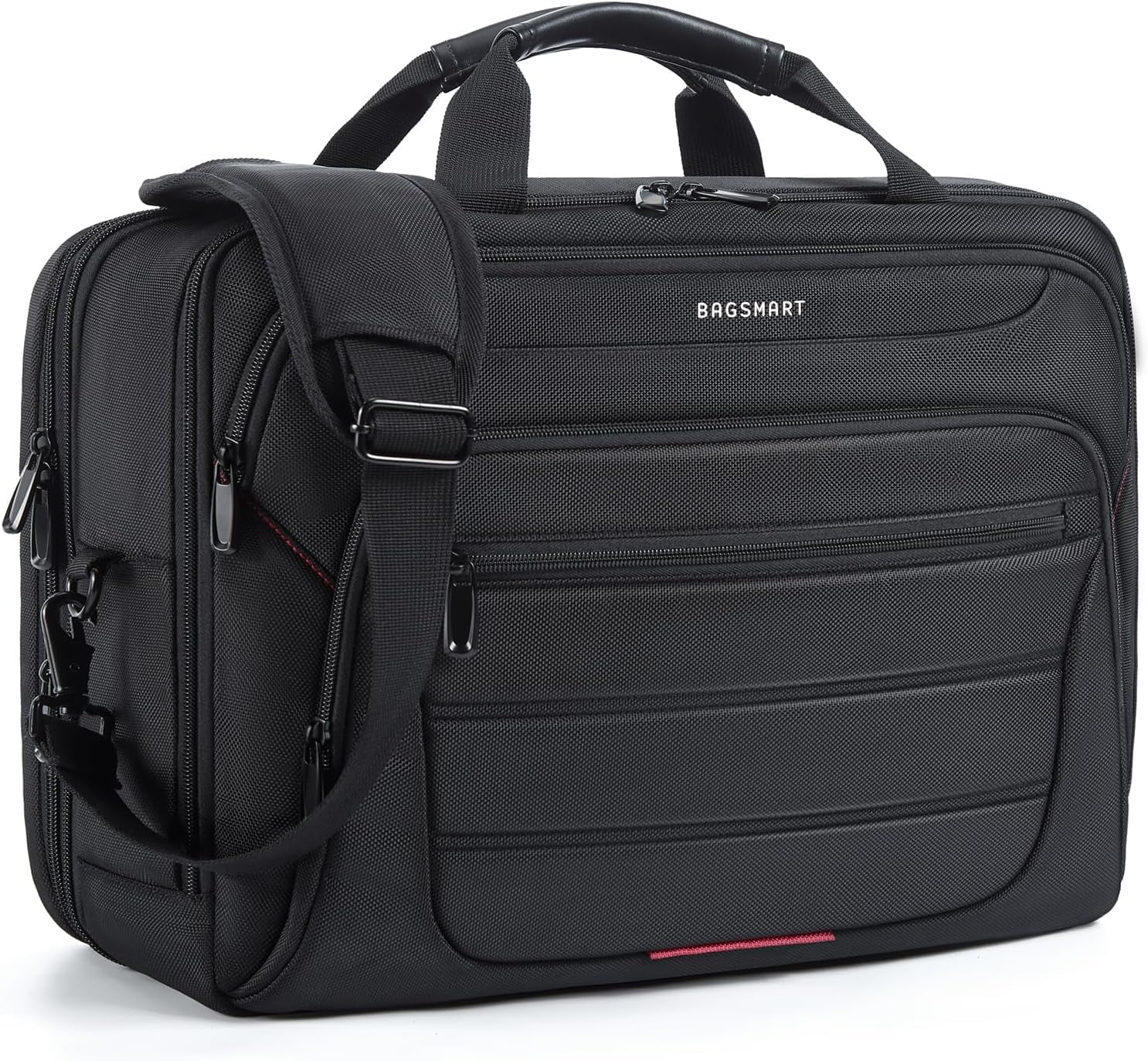 Expandable 17.3 Inch Laptop Briefcase, Black Computer Bag for Men's ...