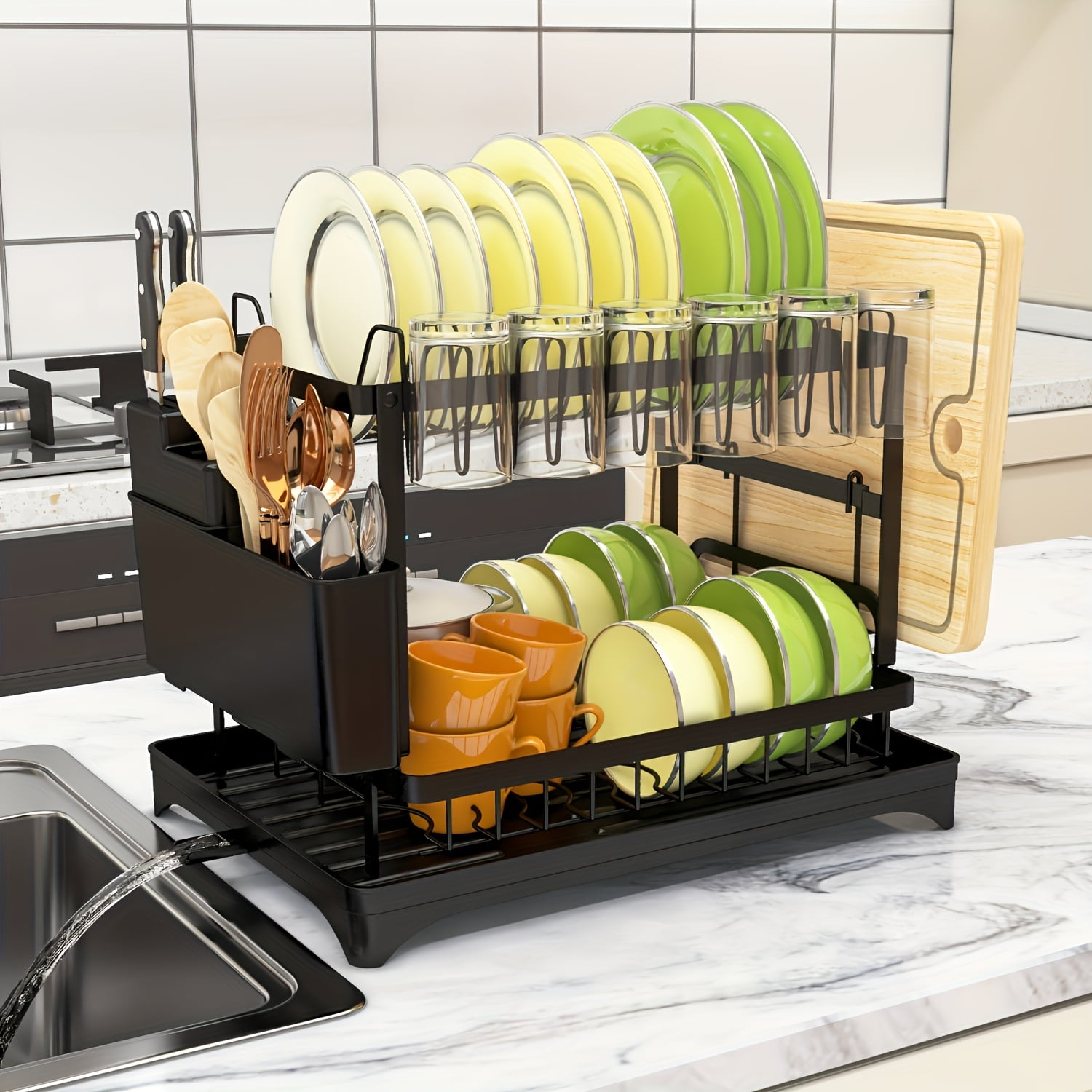 Expandable 2-in-1 Dish Drying Rack - Space-Saving, Rust-Resistant Metal ...