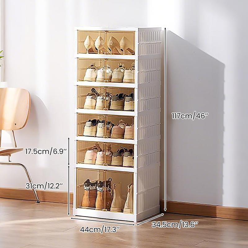 Expandable 9-Tier Shoe Rack with Clear Doors and Wheels: Collapsible ...