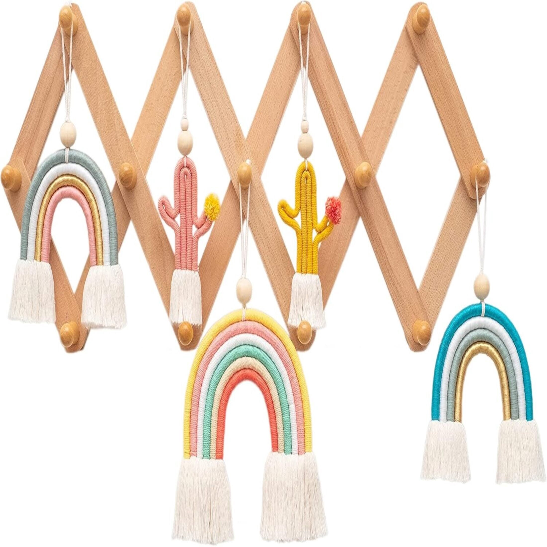Expandable Accordion Style Mounted Wooden Wall Rack | 13 Hooks ...