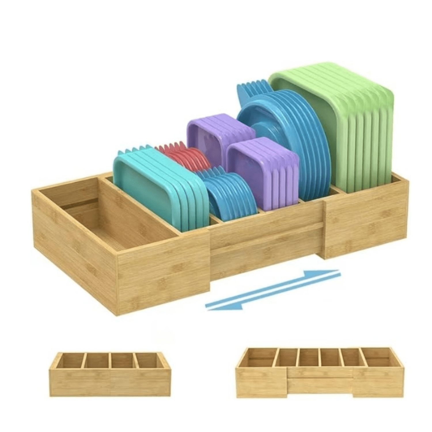 Retro Shaw Expandable Lid Organizer, with 3 Adjustable Dividers, Bamboo ...