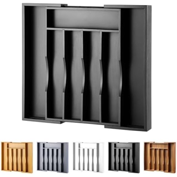 Expandable Bamboo Kitchen Drawer Organizer for Cutlery and Utensils ...