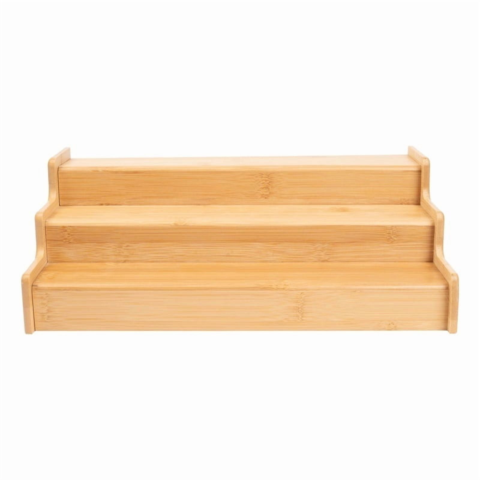 Expandable Bamboo Spice Rack Organizer 3-Tier Step Shelf Kitchen Pantry ...