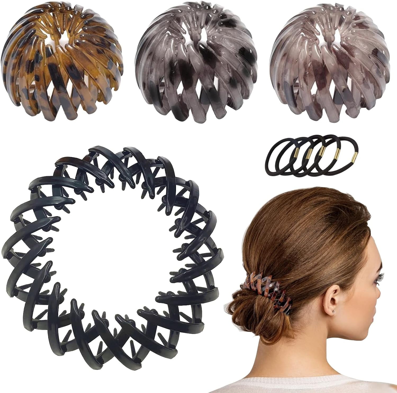 Expandable Bird Nest Hair Clips 4 Retractable Loops with 5 Headbands ...