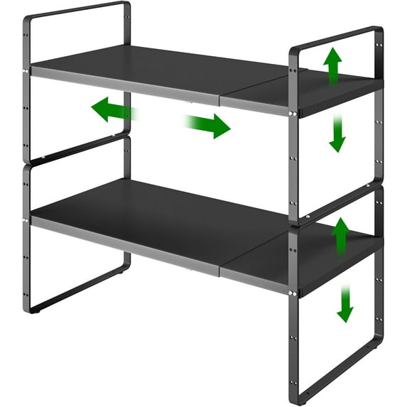 Expandable Cabinet Organizer Shelf, Adjustable Height Organizer Riser ...