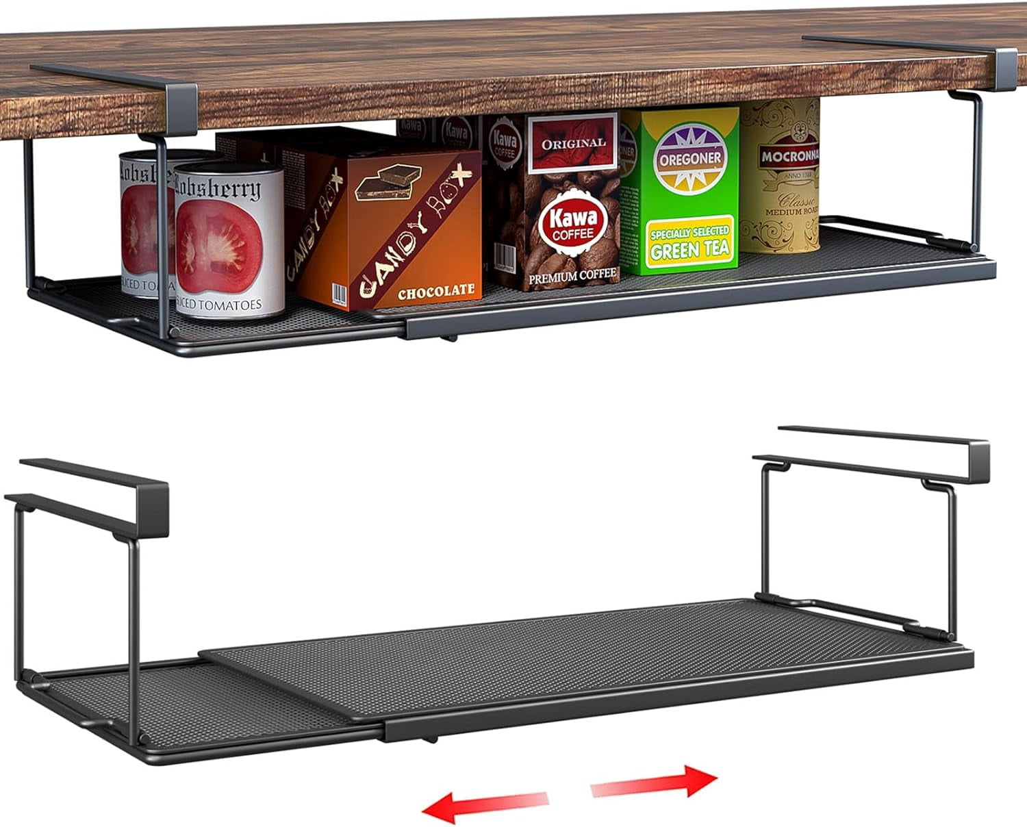 Expandable Under Cabinet Shelf, Extendable Under Shelf Storage with 0. ...