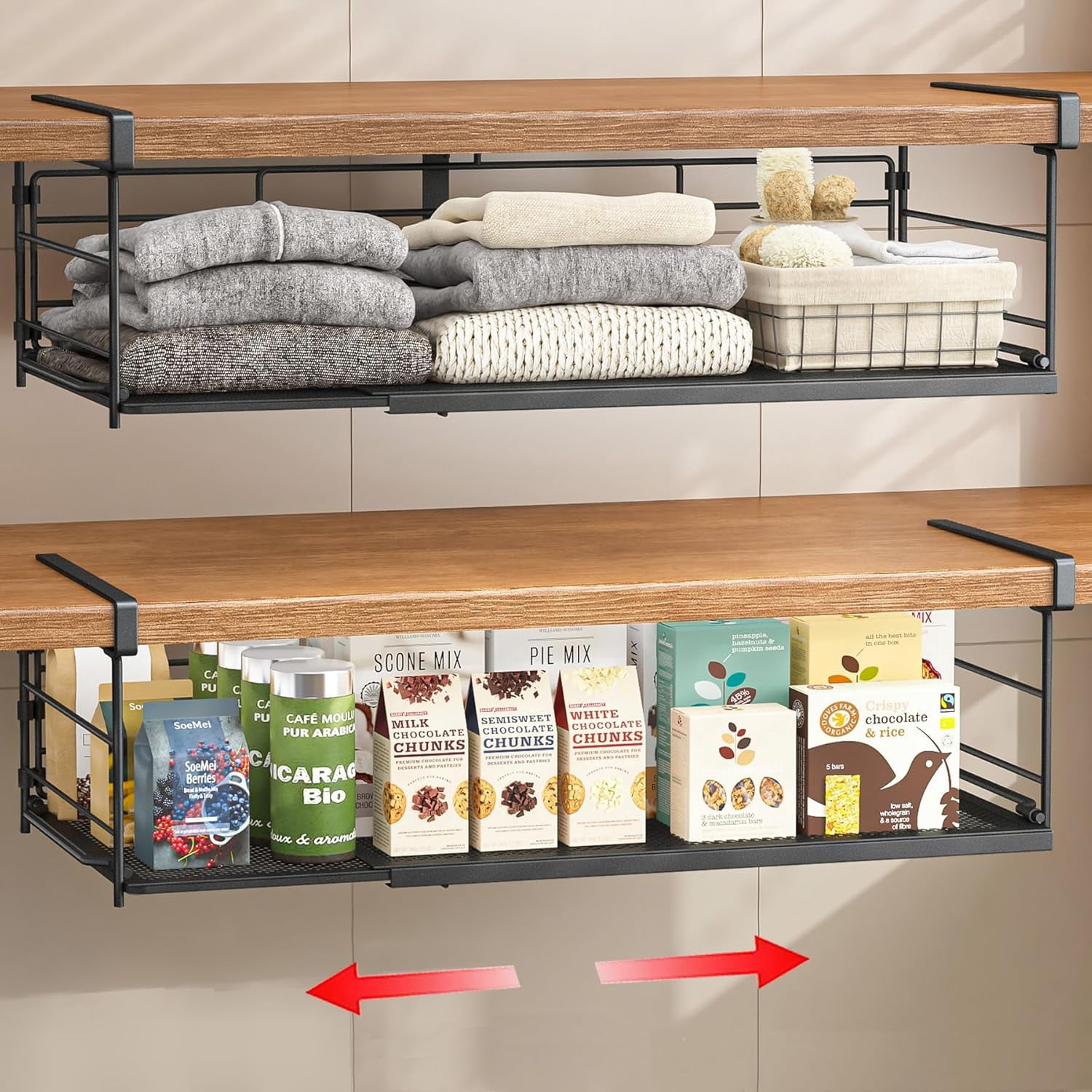 Expandable Under Cabinet Shelf, Extendable Under Shelf Storage with ...