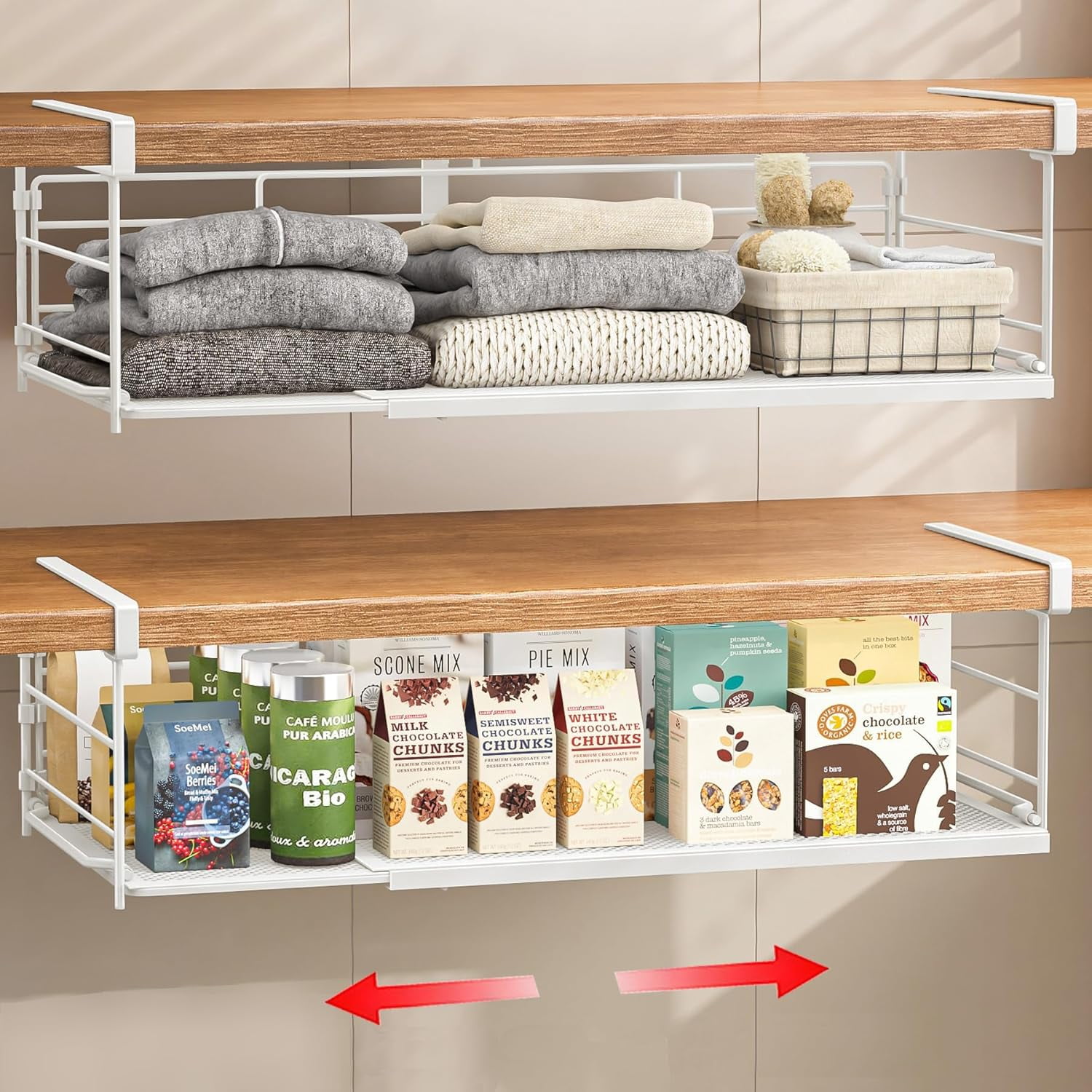 Expandable Under Cabinet Shelf, Extendable Under Shelf Storage with ...