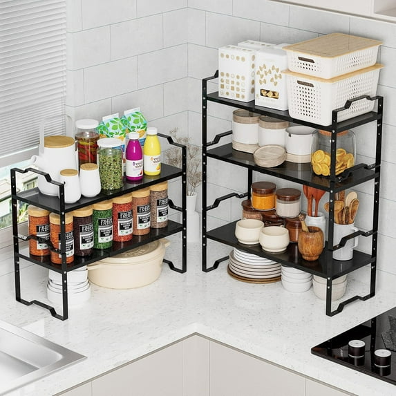 Expandable Cabinet Shelf Organizer Adjustable Stackable Spice Rack for ...