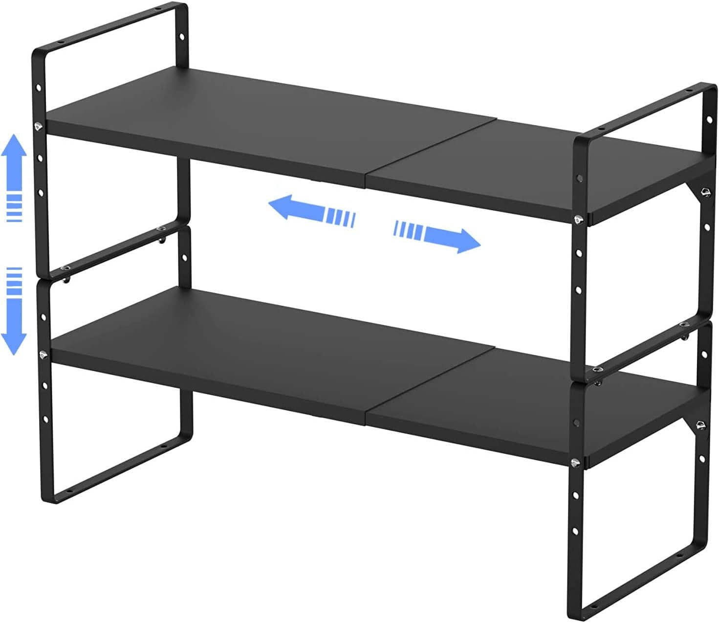 Expandable Cabinet Shelf Organizers 2 Pack, Stackable Metal Pantry ...