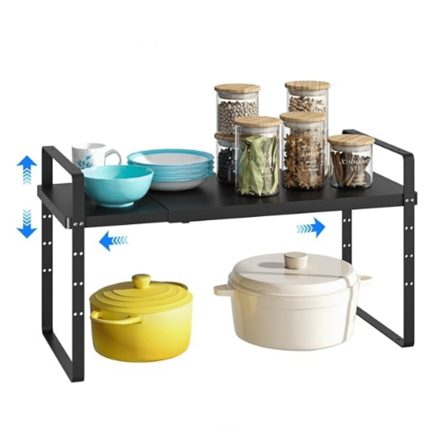 Expandable Cabinet Shelf , Stackable Kitchen Pantry Counter Storage ...