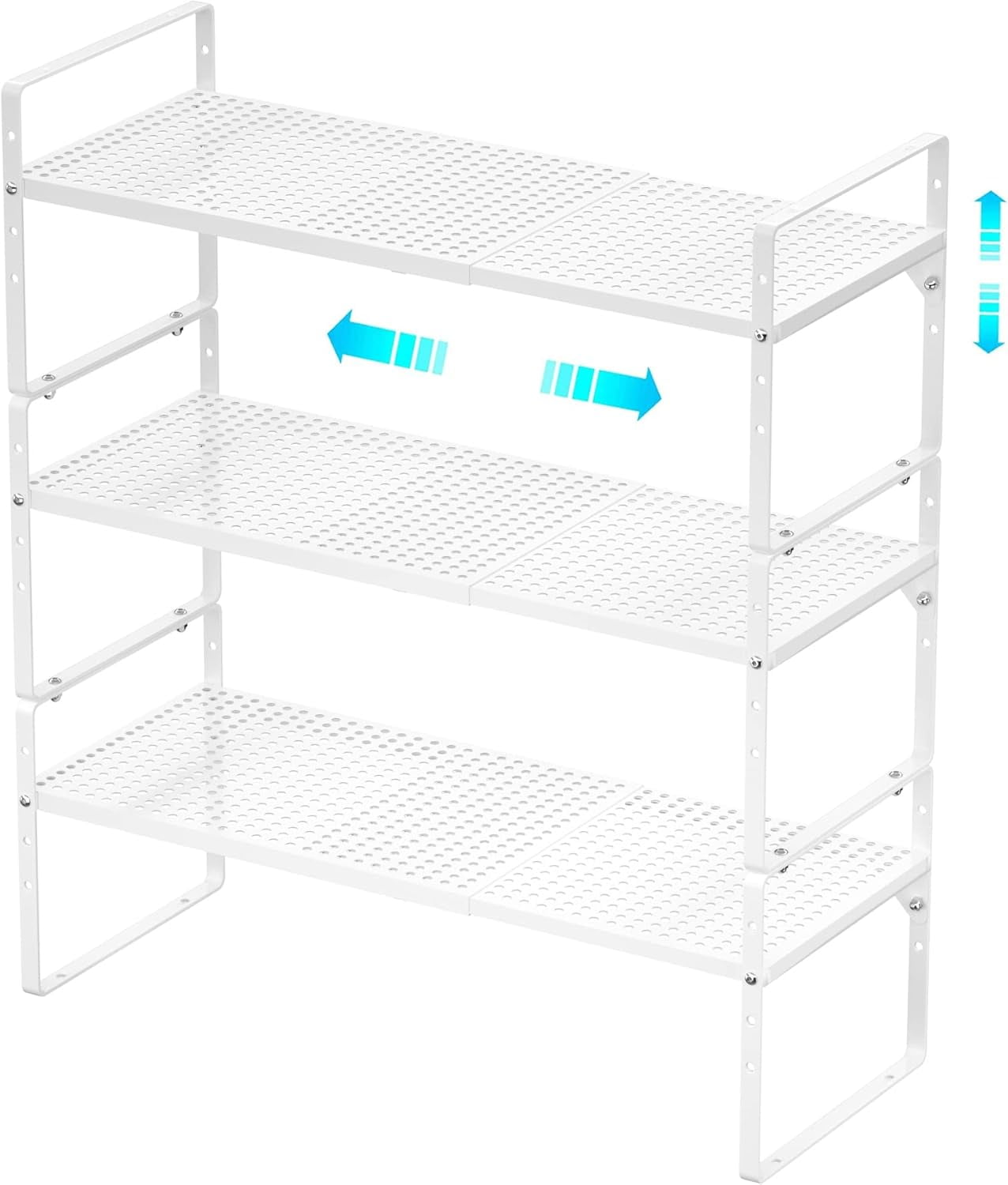 Expandable Cabinet Storage Shelf, Adjustable Height Steel Metal Kitchen ...