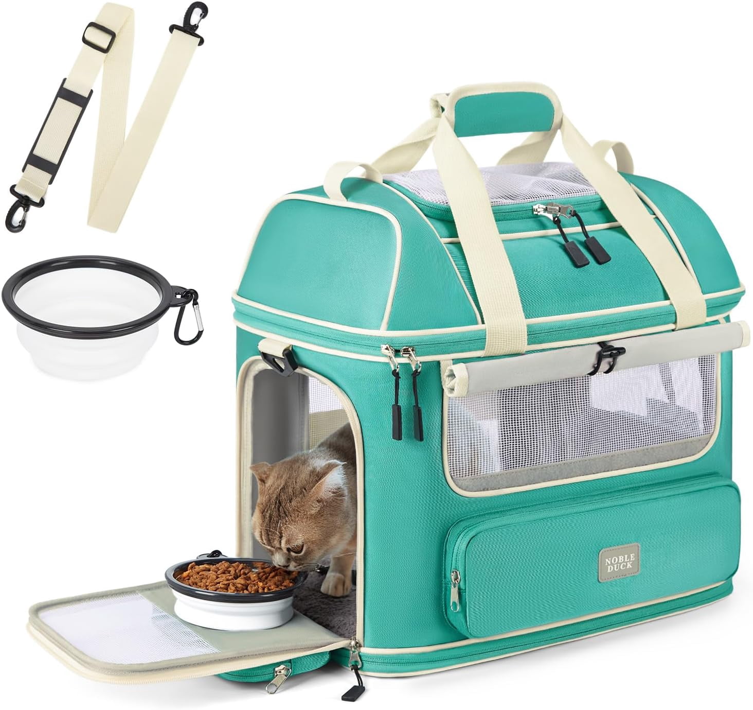 Expandable Cat Dog Carrier: NOBLE DUCK Soft-Sided Pet Carrier Airline ...