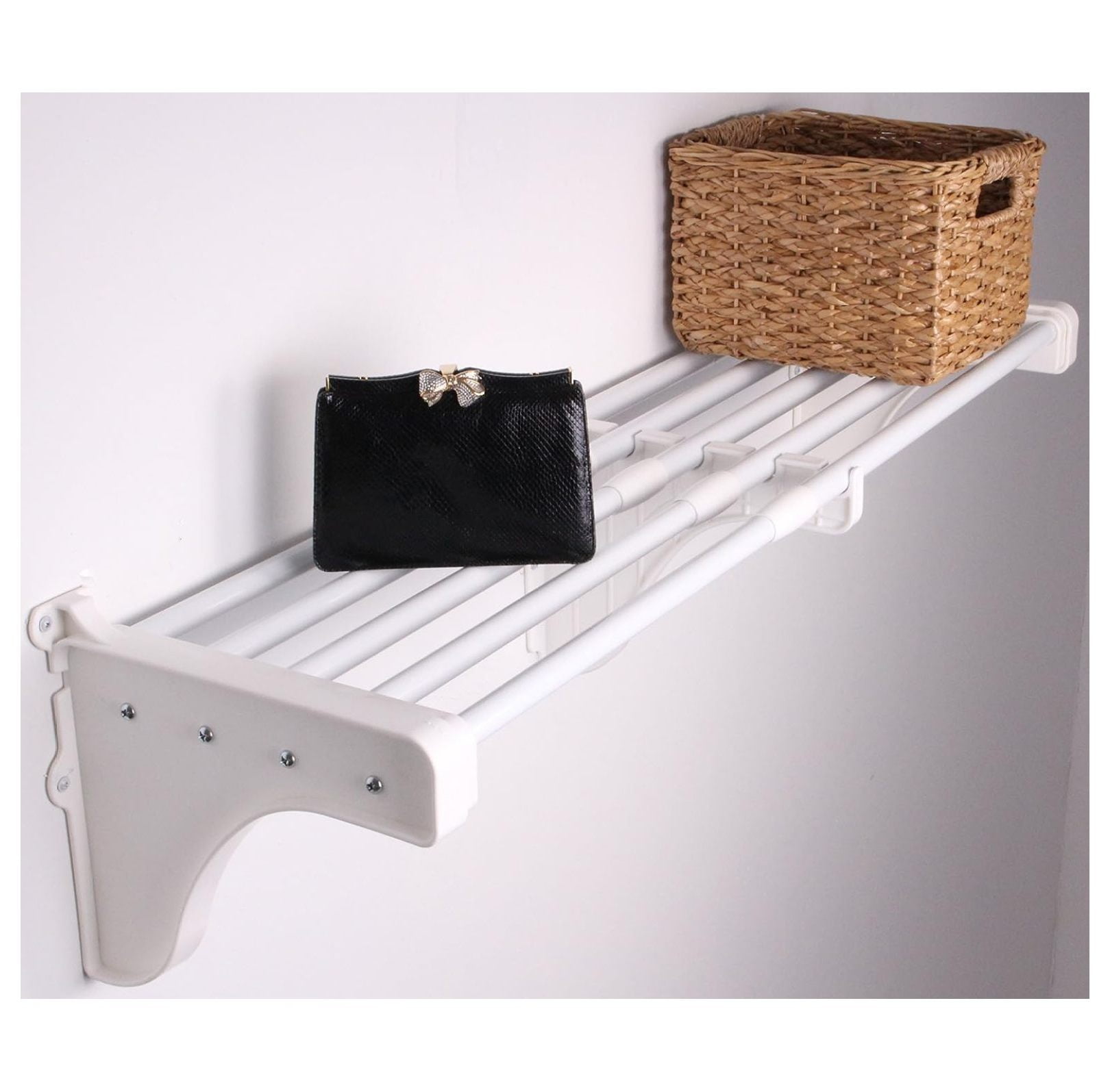 -Expandable-Closet Shelf (NO Hanging Rod)- 42.5” to 75” -White-Easy ...