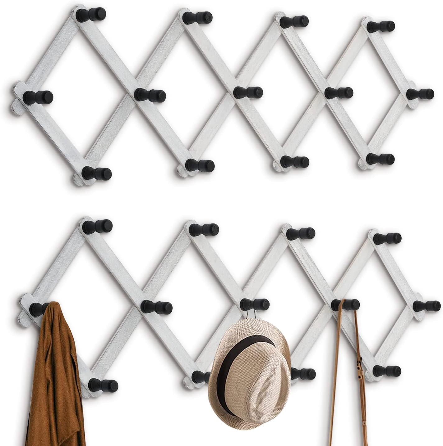 Expandable Coat Rack, Accordion Wall Hangers, Wooden Hat Rack Wall ...