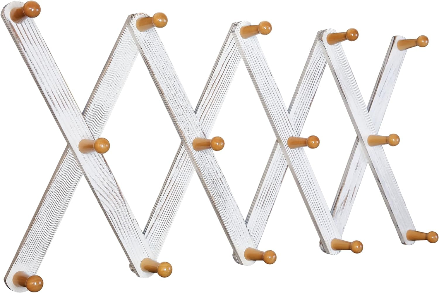 Expandable Coat Rack Hanger Wooden Accordion Wall Mounted Retro Wood ...