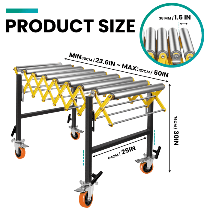 Expandable Conveyor Roller 660 lb, 30-50 In Height Adjustable for ...