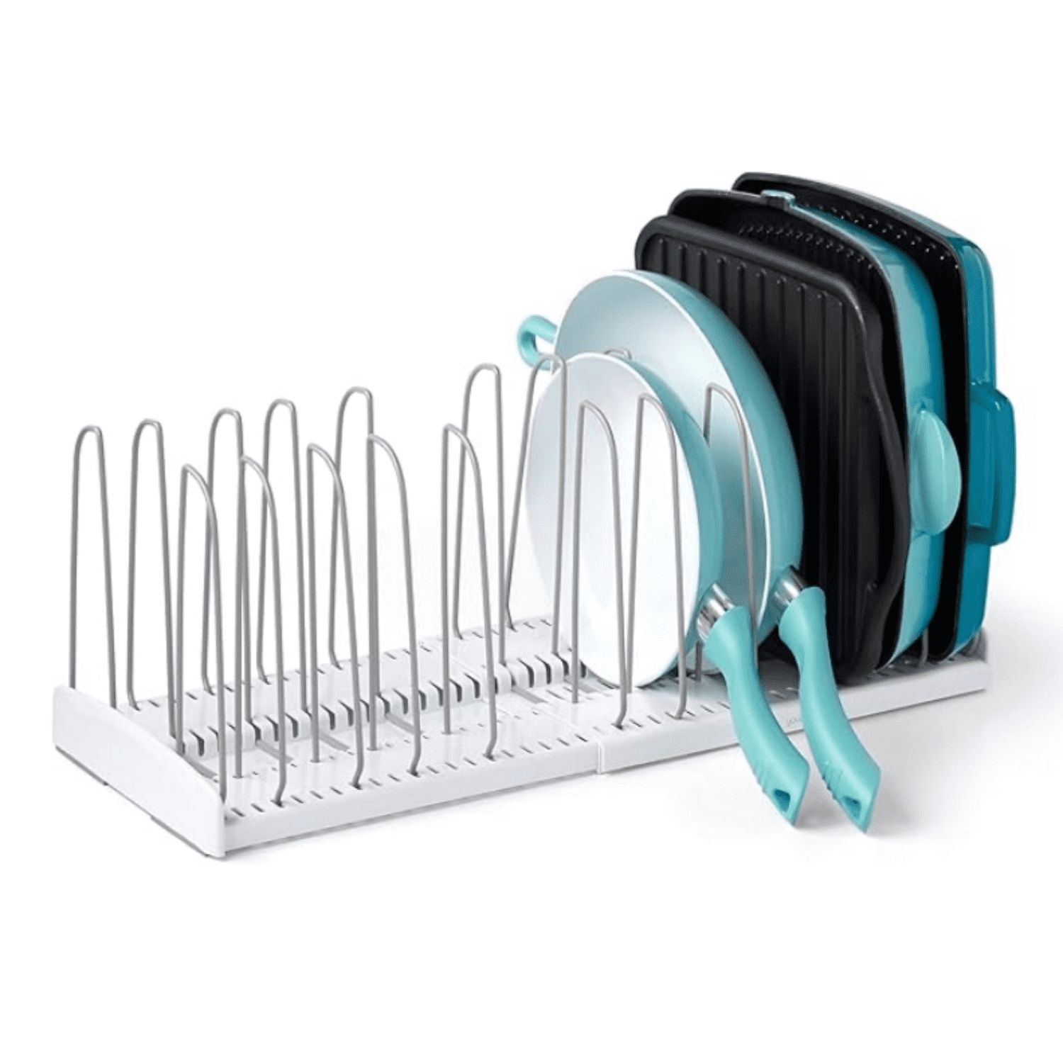 Expandable Cookware Rack Adjustable Pan Organizer for Kitchen Cabinet ...
