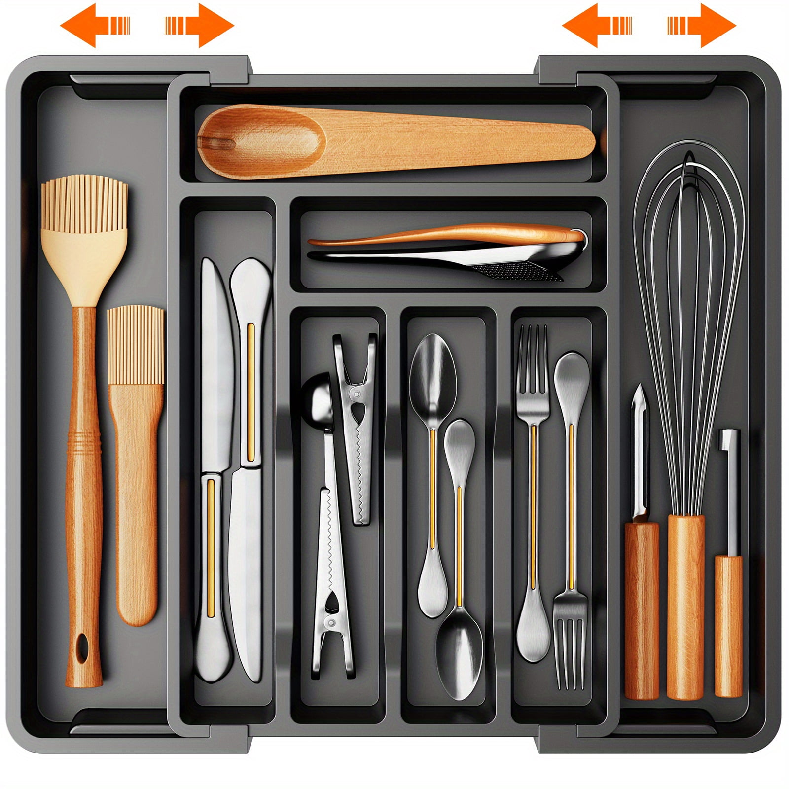 Expandable Cutlery Tray Organizer - Adjustable Drawer Divider for ...