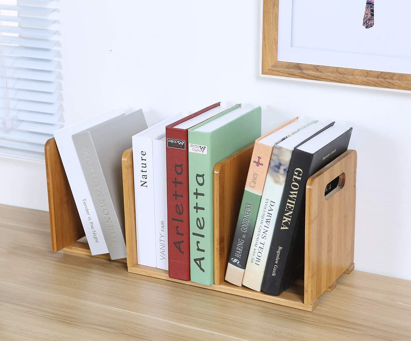 Expandable Desktop Bookshelf,Bamboo Desktop Bookcase,Mini Bookshelf ...
