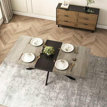 76"-94" Long Expandable Dining Table for 4-8, Modern Kitchen Oval ...