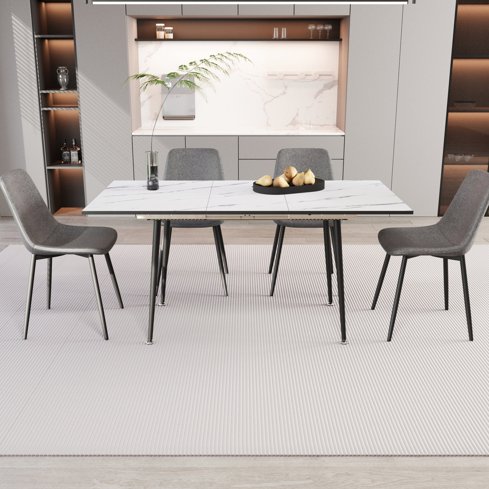 Expandable Dining Table Set with Slender Table Legs / Comfortable ...