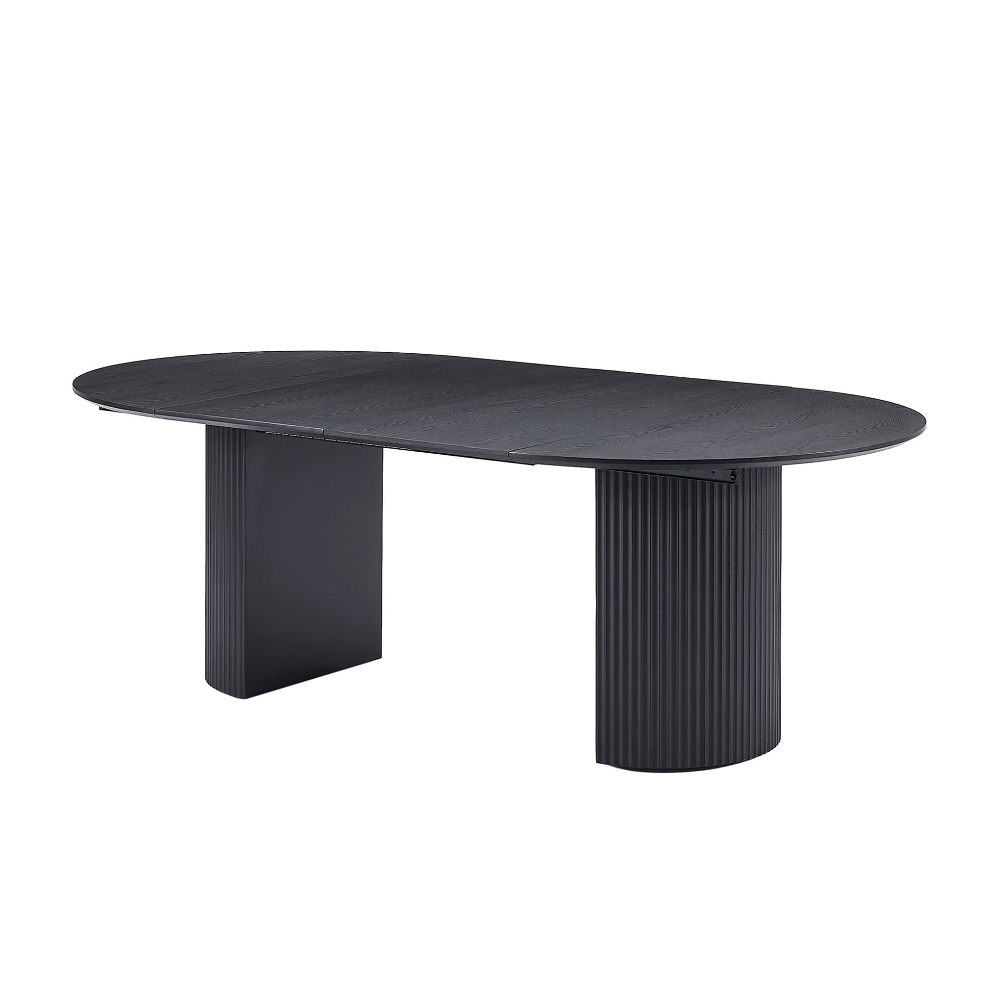 Expandable Dining Table with Space-Saving Extension, Modern Black ...