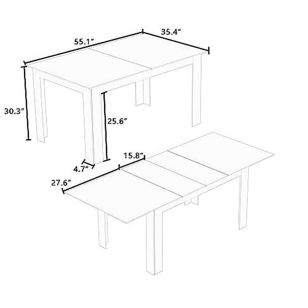Expandable Dining Table for 6 8 People, Rectangular Wooden Indoor ...