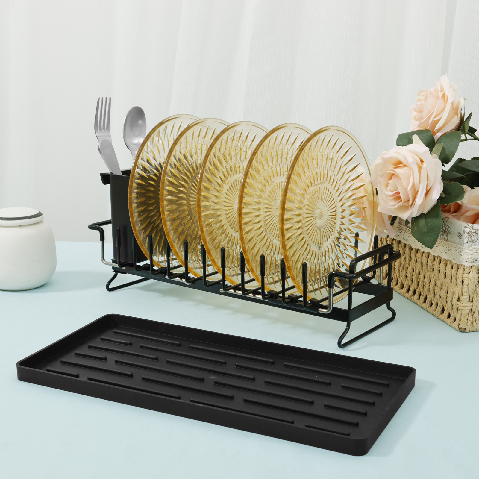 Expandable Dish Drying Rack Carbon Steel Extendable Dish Drainer ...
