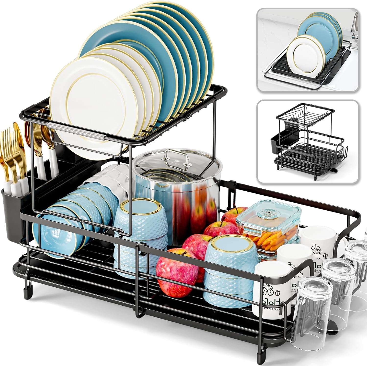 Expandable Dish Drying Rack for Kitchen Counter, Large Extendable Dish ...