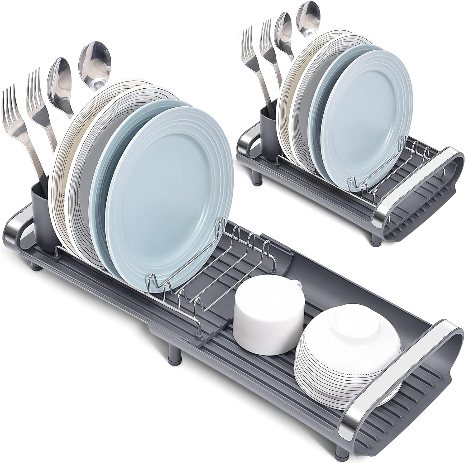 Expandable Dish Rack, Compact Dish Drainer, Stainless Steel Dish Drying ...