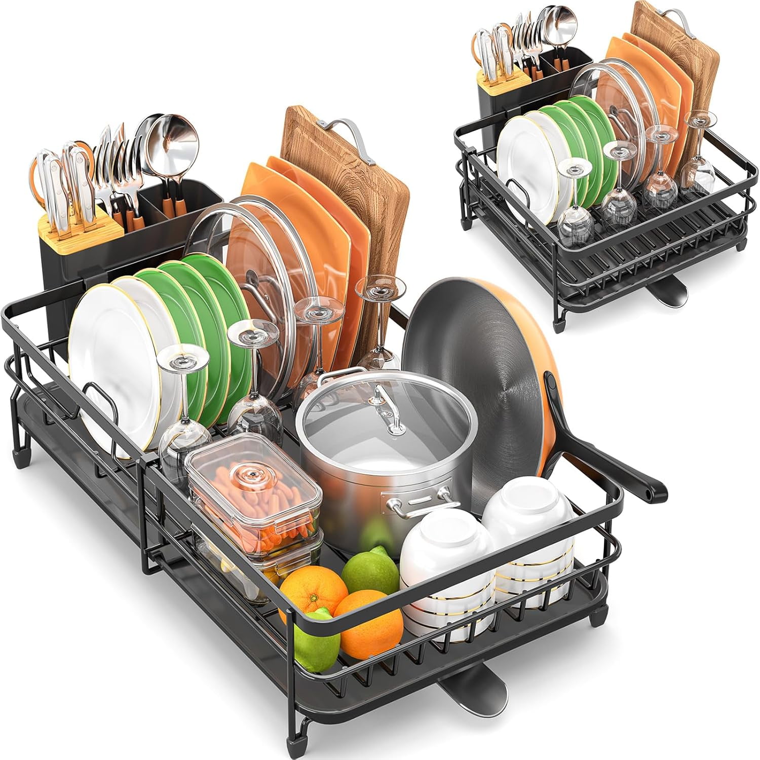 Expandable Dish Rack, Dish Drying Rack for Kitchen Counter, Foldable ...