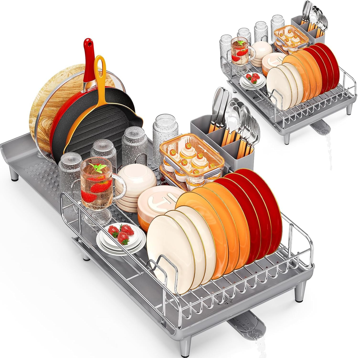 Expandable Dish Rack, Dish Drying Rack for Kitchen Counter, Foldable ...